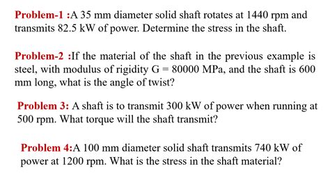 Solved Problem 1 ﻿ A 35mm ﻿diameter Solid Shaft Rotates At