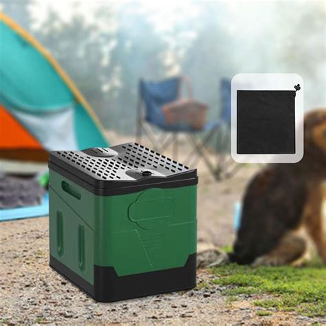 Koolsoo Camping Folding Toilet Emergency Toilet Car Bucket Toilet For Picnic RV Boat Black Green