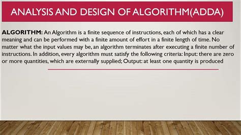 Algorithm Designing Algorithm Complexity Of Algorithm Ada Lecture 1 Youtube