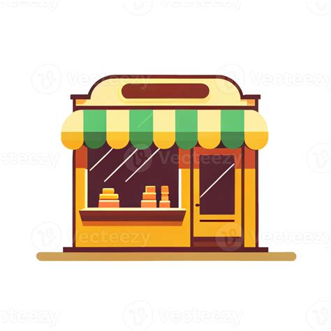 Vue De Face De Façade De Magasin De Style Dessin Animé Plat Conception