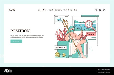 Poseidon Concept Modernized Greek God Analyzes The Ocean Using Artificial Intelligence Myth