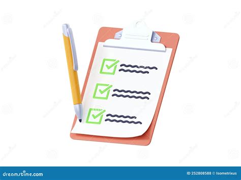Checklist 3d Render Paper List With Questionnaire Contract Clipboard And Survey Check Form