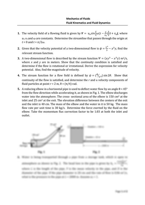 SOLUTION Fluid Kinematics And Fluid Dynamics Practice Problems Studypool
