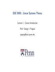 Linear Systems Theory Course Introduction And Structure For ESE Course Hero