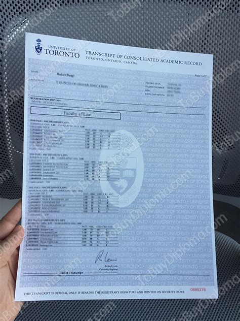 University Of Toronto Official Transcript Template