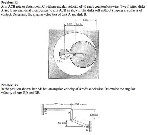 solved arm acb rotates about point c with an angular