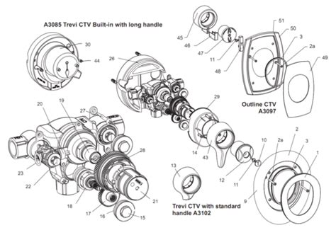 Trevi Ctv Extended Lever Built In Shower SparesTrevi Ctv Extended Lever Built In Shower