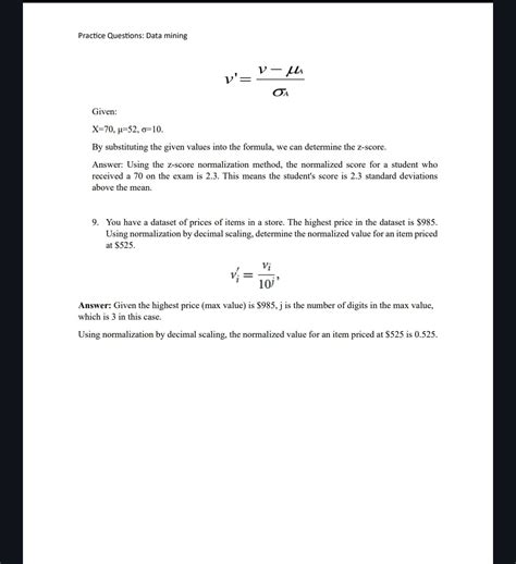 Solved Practice Questions Data Mining A Database Has Chegg