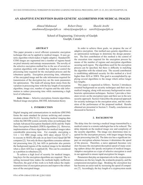 Pdf An Adaptive Encryption Based Genetic Algorithms For Medical Images