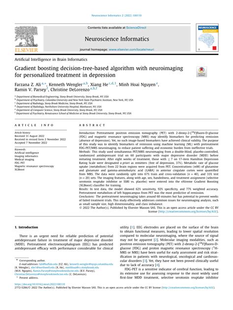 Pdf Gradient Boosting Decision Tree Based Algorithm With Neuroimaging