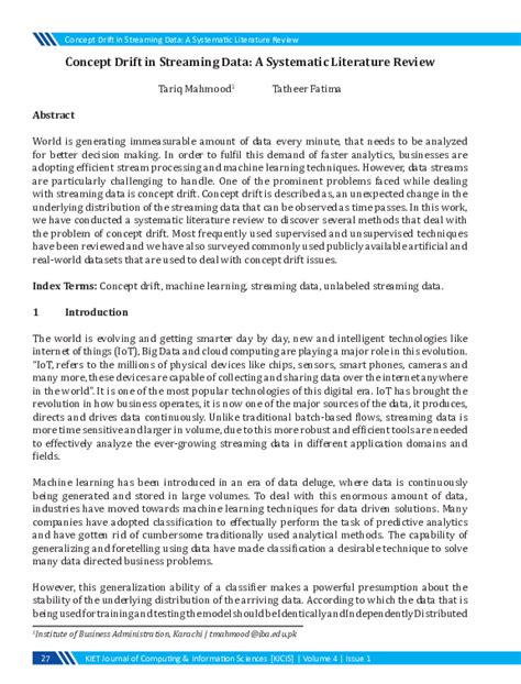Pdf Concept Drift In Streaming Data A Systematic Literature Review