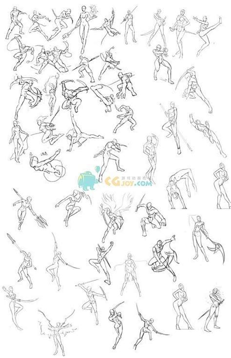 武器 格斗 武术 打斗pose参考——动画人必看 游戏动画 cgjoy 花瓣网