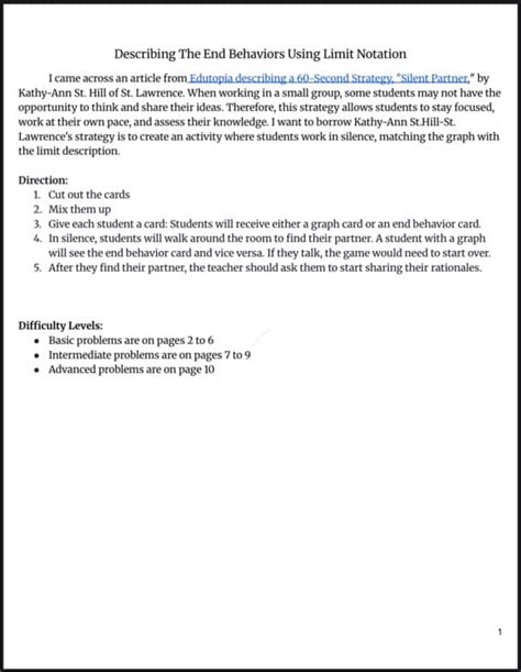 Describing The End Behaviors Using Limit Notation Silent Game By Lanmai