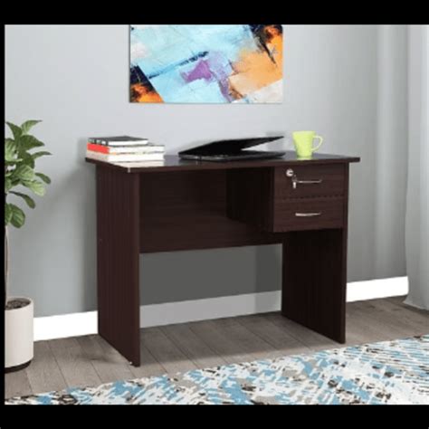 Rectangular Engineered Wood Executive Office Table With Storage At