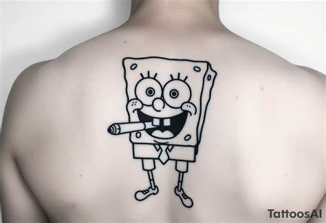 Spongebob Square Pants Stoned With A Blunt In His Mouth Tattoo Idea Tattoosai