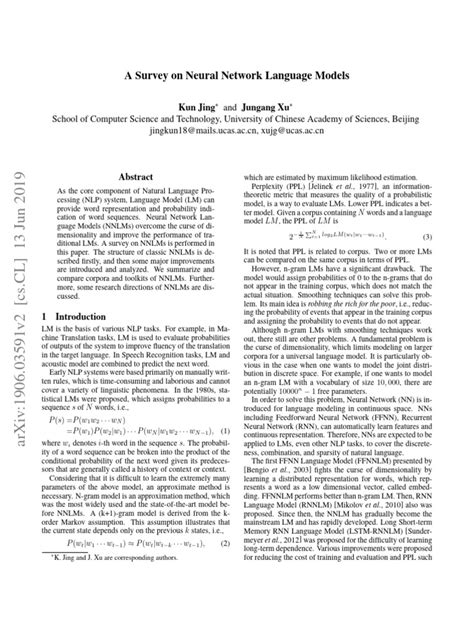 A Survey On Neural Network Language Models Pdf Artificial Intelligence Intelligence Ai