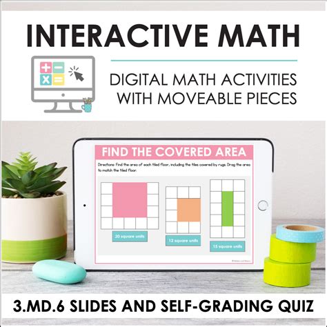 Digital Math For 3md6 Area Unit Squares Slides Self Grading