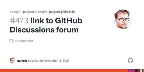 Link To Github Discussions Forum · Issue 473 · Cockpit Projectcockpit · Github
