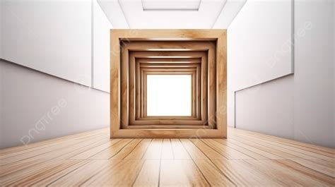 흰색 벽 배경에 대해 렌더링된 갈색 나무 3d의 현대적인 사각형 테이블 프레임 나무 벽 나무 패널 나무 바닥 배경 일러스트