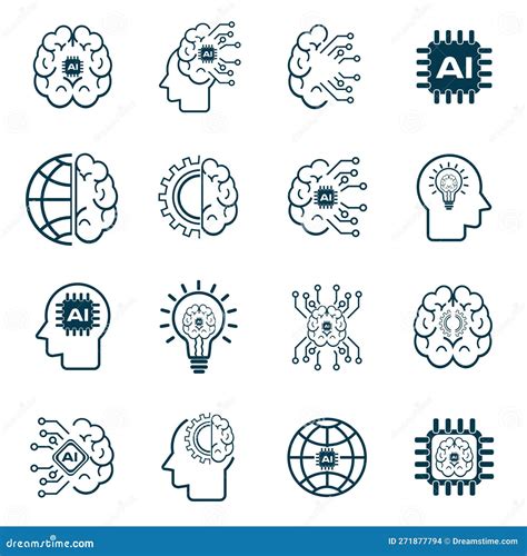 Set Of Artificial Intelligence Icons Ai Icons Group Set Vector Design