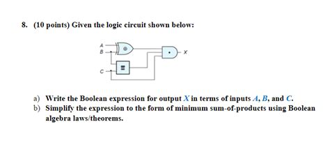 Solved 8 10 Points Given The Logic Circuit Shown Below B Chegg Com