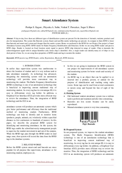 Pdf Smart Attendance System International Journal Ijritcc