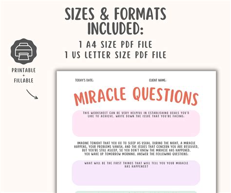 Miracle Questions Worksheet Sfbt Worksheets Solution Focused Therapy