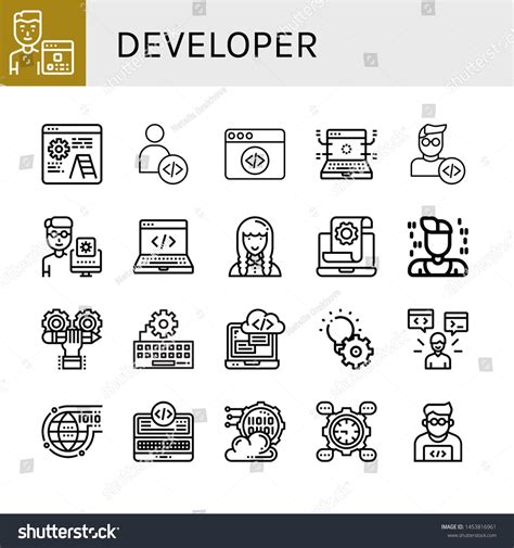 Set Developer Icons Such Programmer Development Stock Vector Royalty