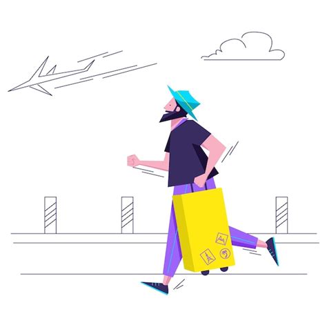 Premium Vector Man Rushing To Catch Plane