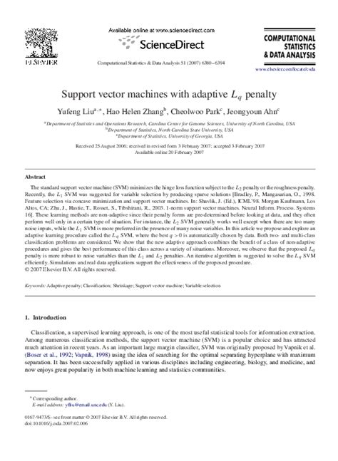 Pdf Support Vector Machines With Adaptive Penalty