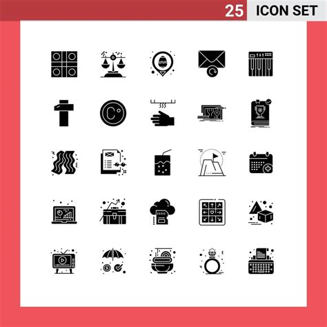 Set Of 25 Modern Ui Icons Symbols Signs For Controller Message Judgment Mail Location Editable