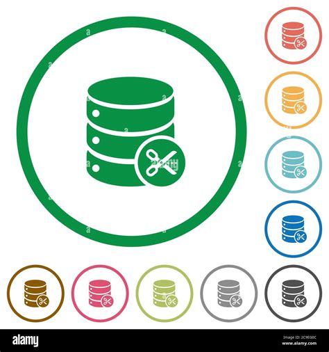 Database Cut Flat Color Icons In Round Outlines On White Background Stock Vector Image Art Alamy