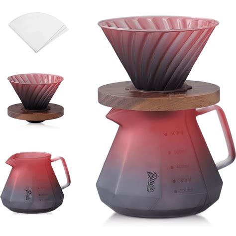 Juego De Cafetera De Goteo Cafetera De Vidrio Borosilicato De 600 Ml