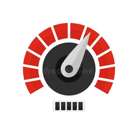Red White Speedometer Icon Flat Style Stock Vector Illustration Of Meter Counter