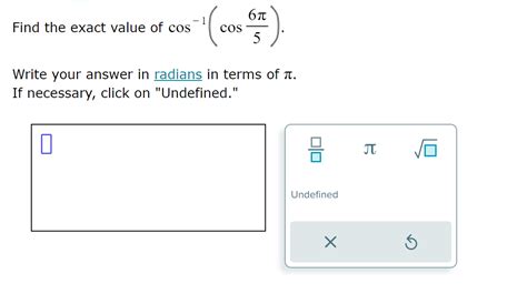 Solved Find the exact value of cos1 cos56π Write your Chegg com