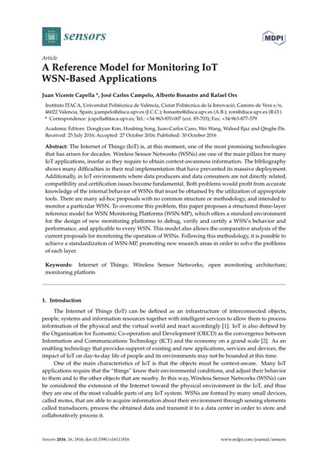 Pdf A Reference Model For Monitoring Iot Wsn Based Applications