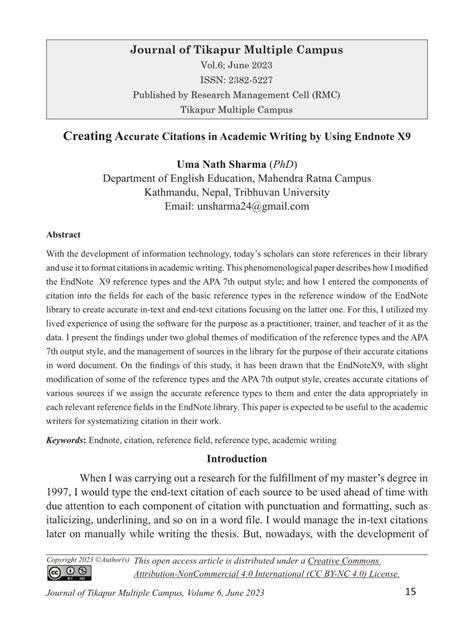 Pdf Creating Accurate Citations In Academic Writing By Using Endnote X9