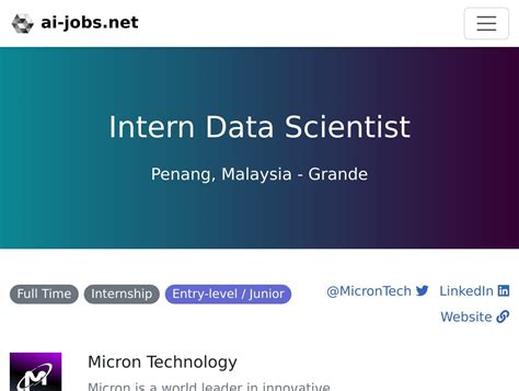[hiring] intern data scientist in penang malaysia grande r ai ml jobs