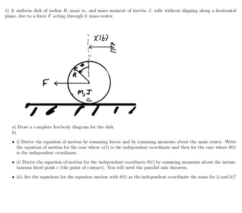solved 1 a uniform disk of radius r mass m and mass