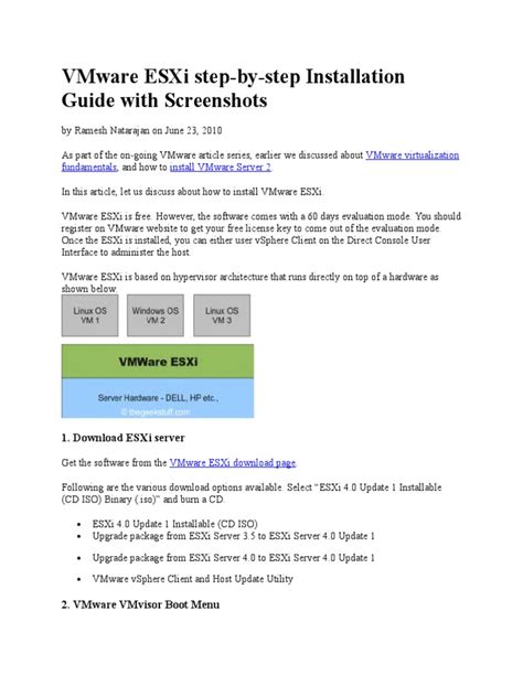 Vmware Esxi Step By Step Installation Guide With Screenshots Pdf