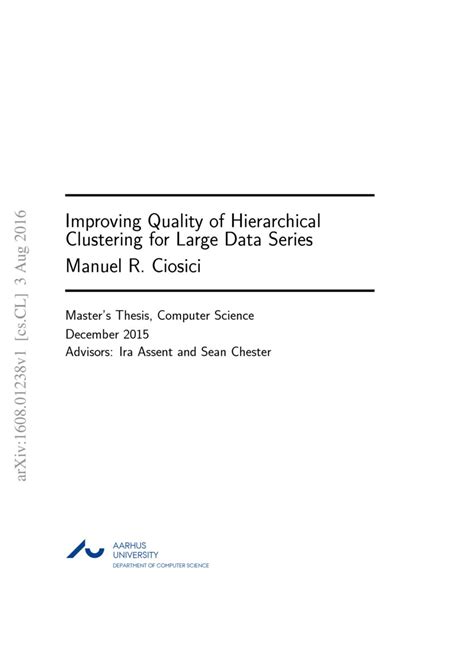 Improving Quality Of Hierarchical Clustering For Large Data Series Deepai