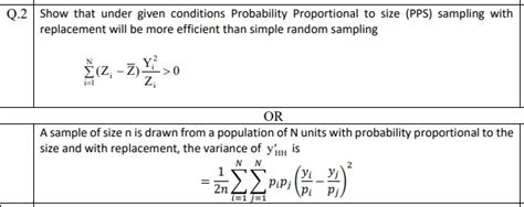 SOLVED Show That Under Given Conditions Probability Proportional To Size PPS Sampling
