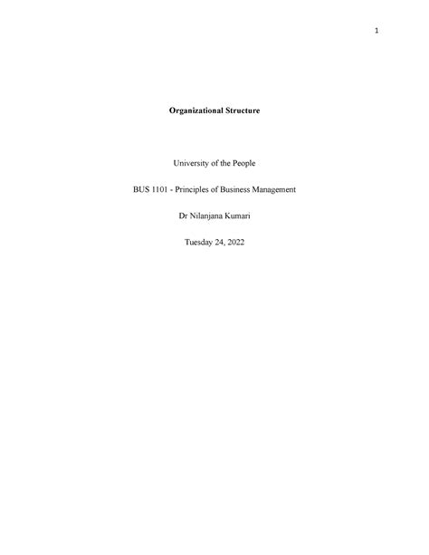 Unit 7 Org Unit 7 Organizational Structure Organizational Structure University Of The People