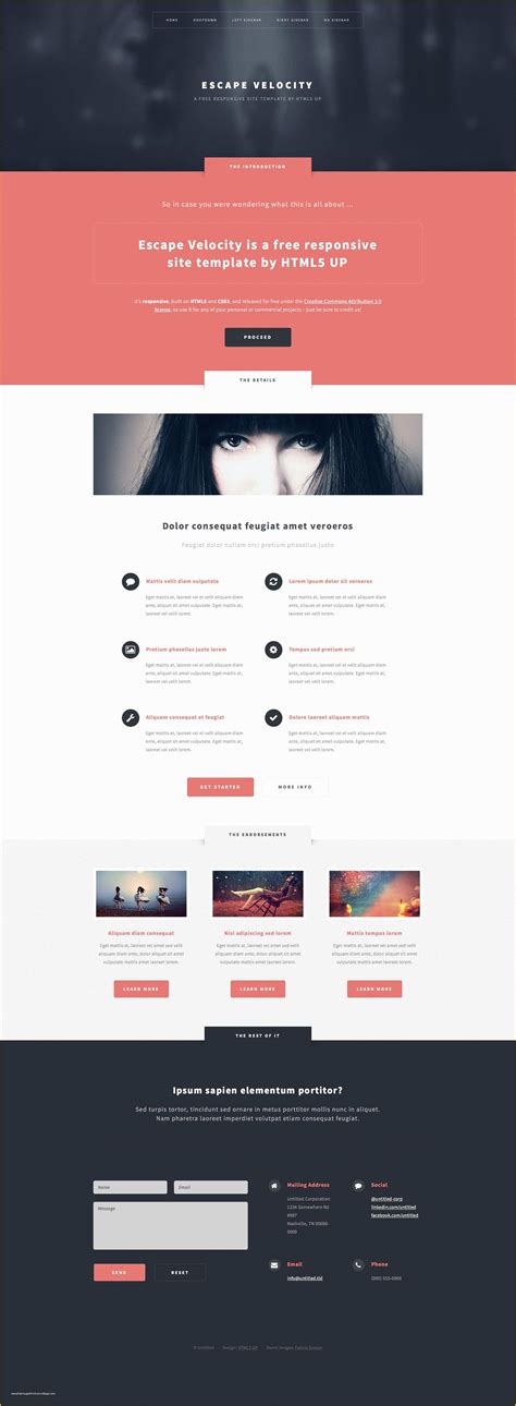 Free Responsive Website Templates Of Escape Velocity Free Responsive Html5 Template