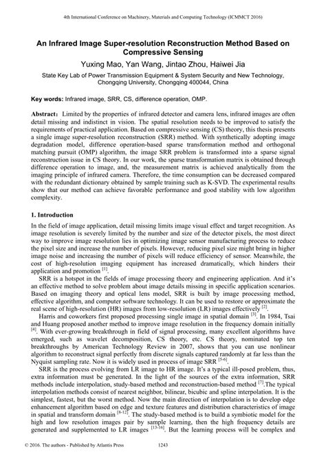 Pdf An Infrared Image Super Resolution Reconstruction Method Based On Compressive Sensing