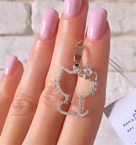 Купити Кулон Hello Kitty зі срібла з білими фіанітами ціна Prom Ua Id 1676078164