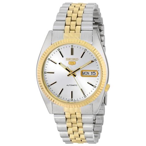 Seiko Mens Snxj90 5 Two Tone Yellow Gold Plated Automatic Steel Watch