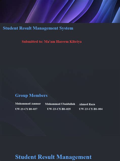 Student Result Management System Presentation Download Free Pdf