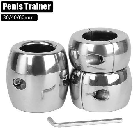448 833g Heavy Stainless Steel 30 60mm Penis Ring For Men Cock Exerciser Scrotum Lock Testis