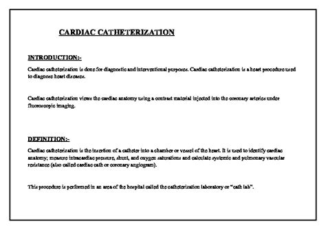 Cardiac Catheterization Procedure Pdfcoffee Com